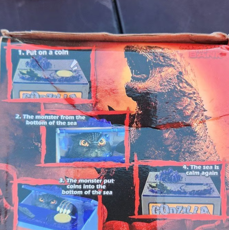 Toho Godzilla Piggy Bank Coin Box LED Sound Gimmick Moving Figure Japan ...