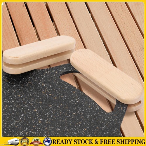 Anti Scald Solid Wood Pan Insulated Grip 2Pcs Barbecue Pan Handle Heat ...