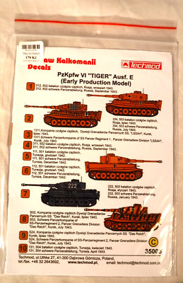 1/35 Techmod Decals Panzer VI Tiger I Ausf E Early Prod Model # 35005 ...