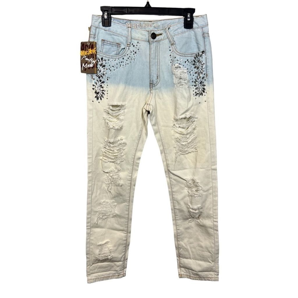 NWT Machine Distressed Rhinestone Jeans 27 | eBay
