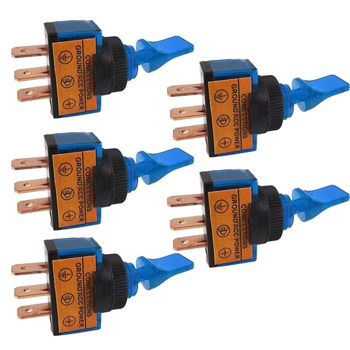 5 X 12V 20A Blue LED Light OFF/ON SPST Toggle Rocker Switch 3Pin Car ...