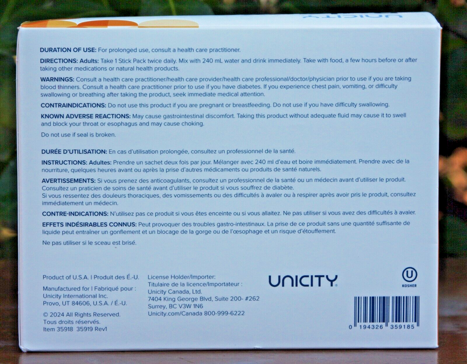 Unicity Balance NATURAL ORANGE, 30 Stick Packs - Exp 4/26 **Canadian ...