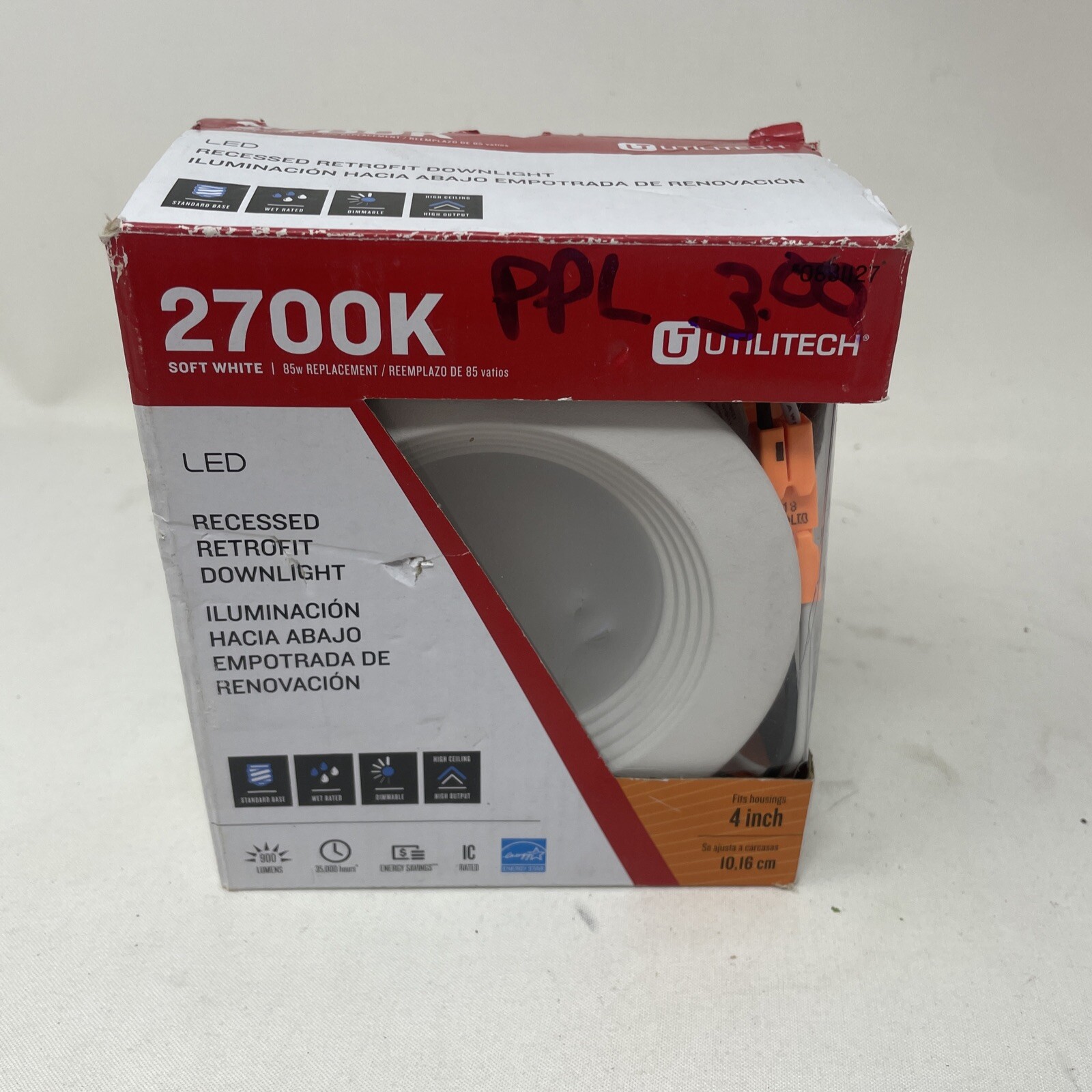Utilitech 2700K 85w Equivalent LED Recessed Retrofit Downlight 4" Inch ...