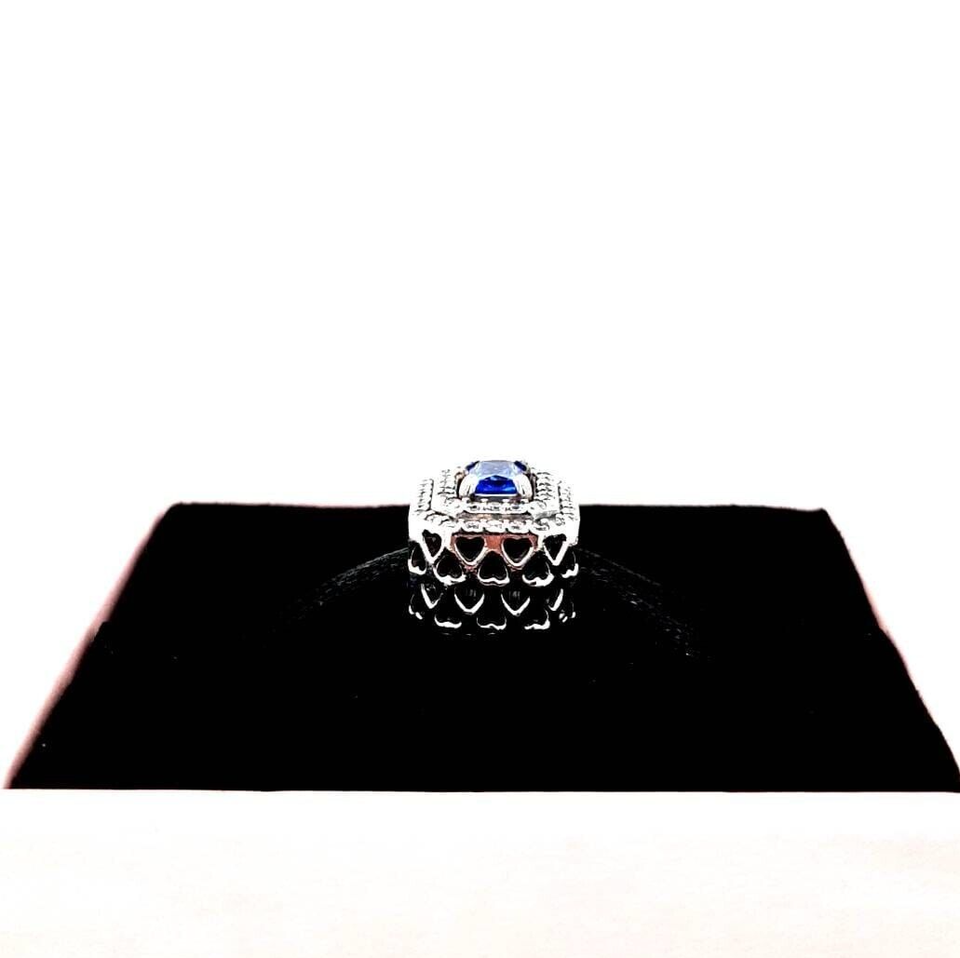 GENUINE PANDORA Blue Sparkling Levelled Rectangular Charm 792385C01 ...