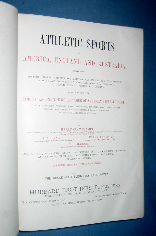 1889 Harry Clay Palmer * ATHLETIC SPORTS IN AMERICA, ENGLAND AND ...