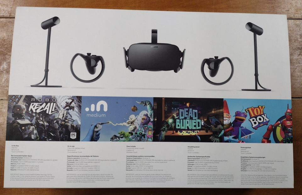 Oculus Rift PC VR Gaming Headset HM-A with Box Sensors Controllers 301 ...