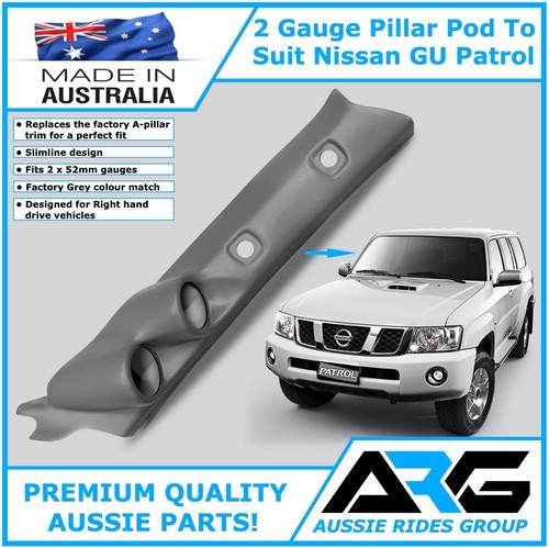 52mm 2 Gauge Pillar Pod In Grey To Suit Nissan GU Patrol 1997-2016 Trim ...