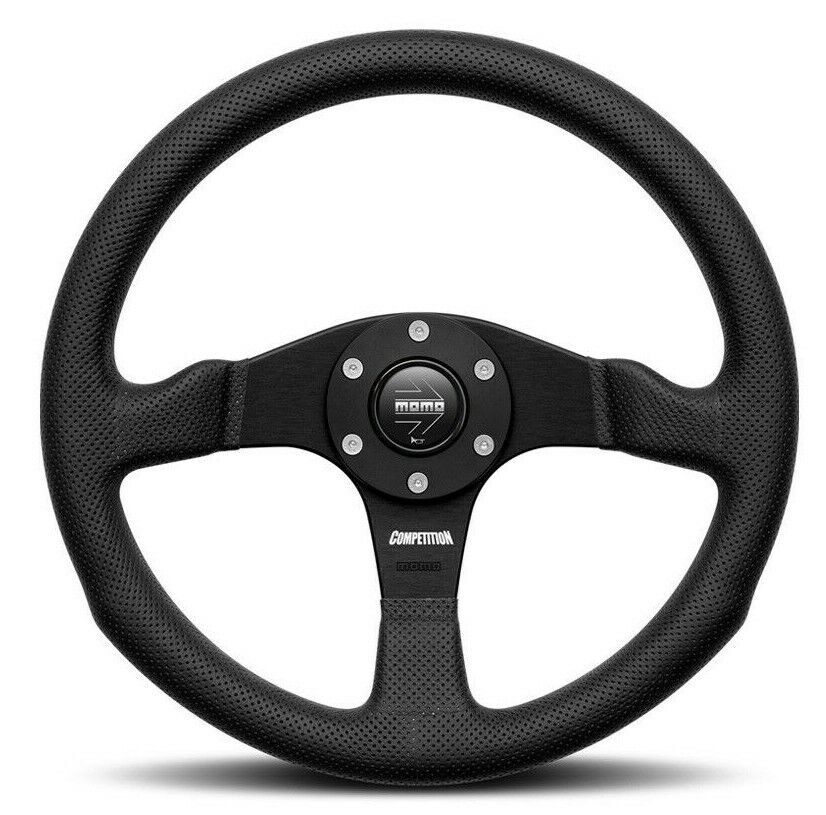 Genuine Momo Competition 350mm black leather steering wheel. Race Track ...