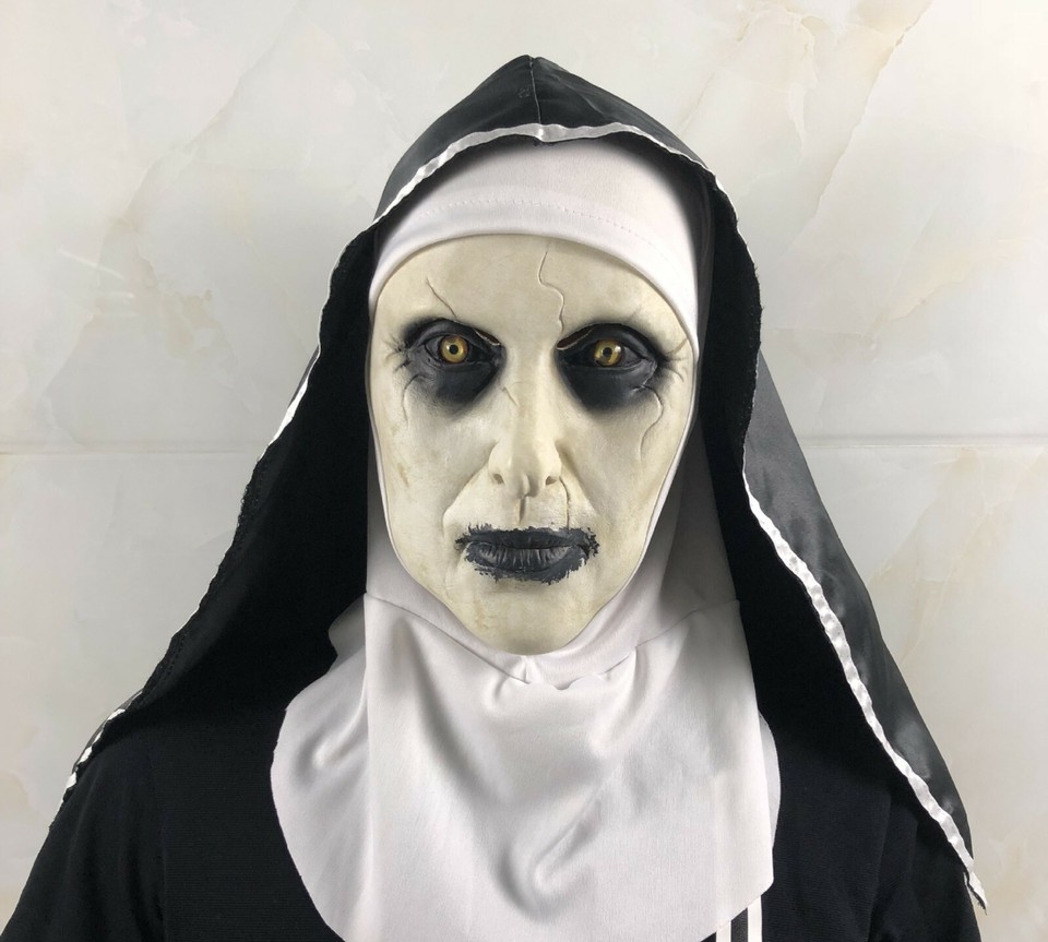 The Horror Scary Nun Latex Mask w/Headscarf Valak Cosplay for Halloween ...