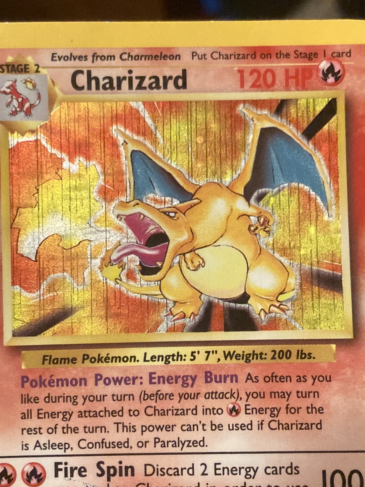 First Line Error Base Set Holo Charizard Screen Misprint 4/102 Pokemon ...