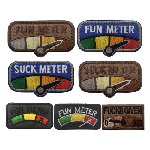 Embroidered Suck Fun Meter Fuel Gauge Hook Loop Patch Tactical Fastener Badge | eBay Australia