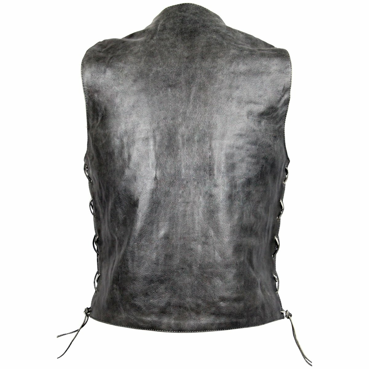 Mens Motorcycle Riding 10 Pocket Distressed Grey Biker Leather vest ...