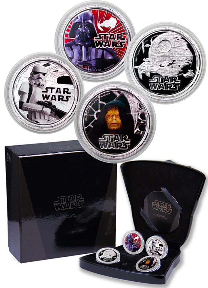 2011 Niue 4-Coin 1 oz Silver $2 Star Wars Proof Set Mintage of only ...