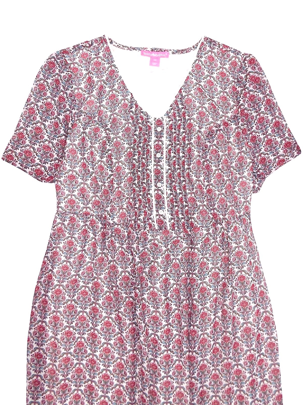 SPECIAL OFFER Woman Within RED Floral Print Pleated Dress SIZE UK 16 ...