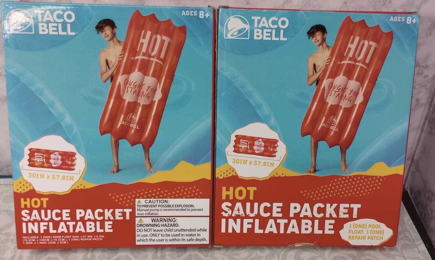 Taco Bell Pool Float Hot Sauce Packets Inflatable Lot Of 2 30x57.8” New ...