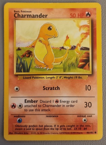 Charmander BASE SET 46/102 Pokemon Card VINTAGE TCG | eBay