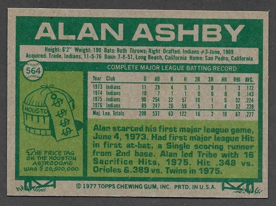 1977 TOPPS #564 Alan Ashby TORONTO BLUE JAYS EX-MINT A | eBay