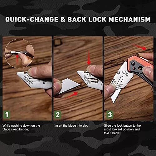 edcfans Folding Utility Knife Box Cutter with 5 Razor Blades ...