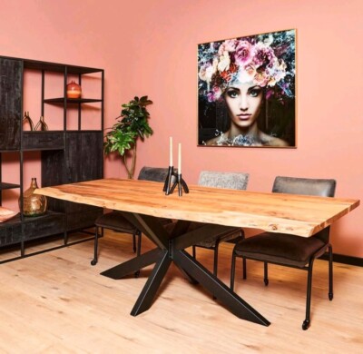 Esstisch Baumkante Massivholz Akazie 160/180/200/220/240, Spider UNIKAT ...