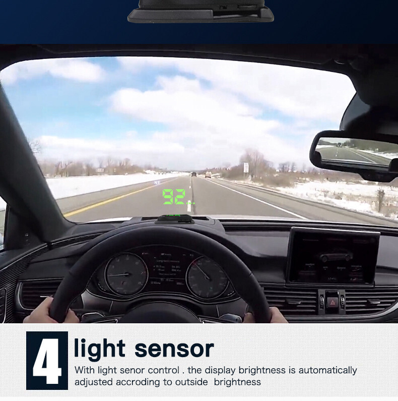 HUD Head-up Display Car GPS Speedometer MPH KM/H Overspeed Alarm Light ...