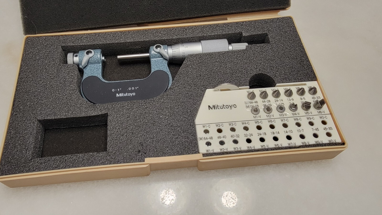 MITUTOYO 126-901,tread Micrometer, 0-1" 0.001" Thread Mic W/ Anvils ...