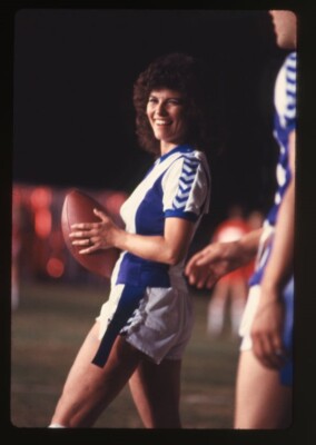Adrienne Barbeau holding football Sexy Leggy Shorts Camera Original ...