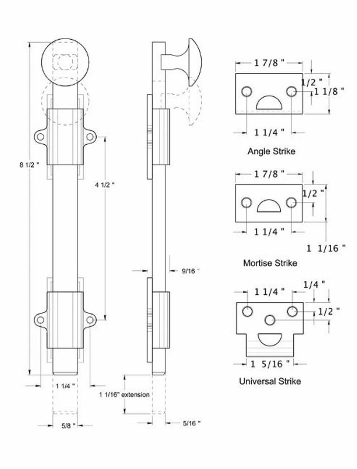 Deltana 8SB Heavy Duty Surface Bolt | 8 Inch | Solid Brass | 10 ...
