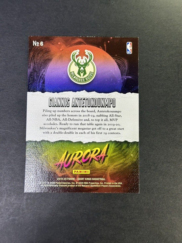 2019-20 Panini Court Kings Giannis Antetokounmpo Aurora #6 Milwaukee Bucks SP | eBay