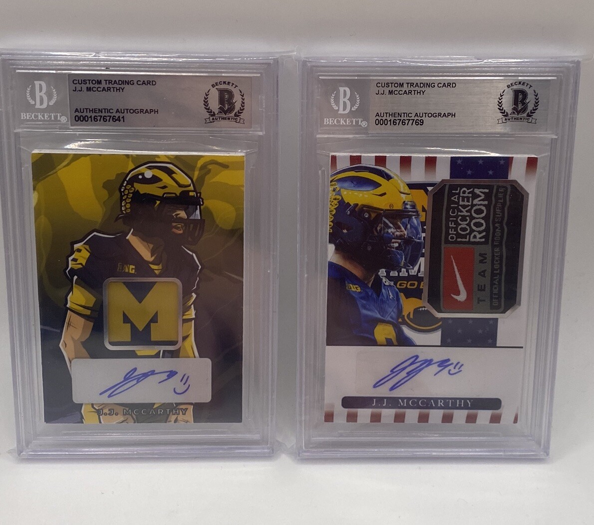 Two Custom Trading Card JJ McCarthy Patch And Logo Auto BGS AUTHENTIC ...