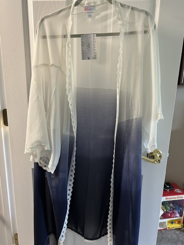 LuLaRoe Chloe Ombre Blue White Kimono Beach Cover Up Bohemian Size ...