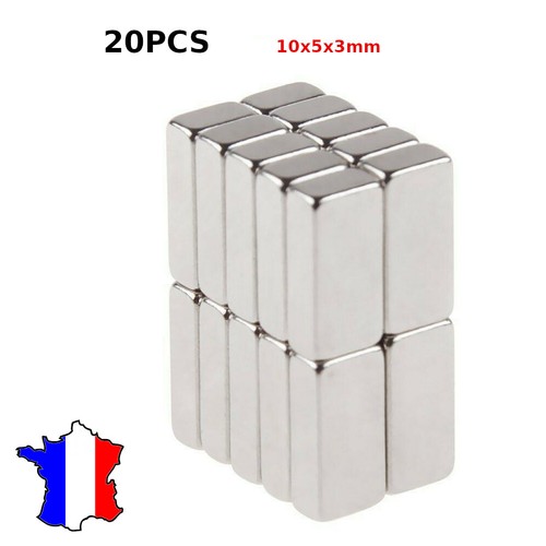Lot 20x aimant neodyme rectangulaire plat 10x5x3mm puissant carré ...