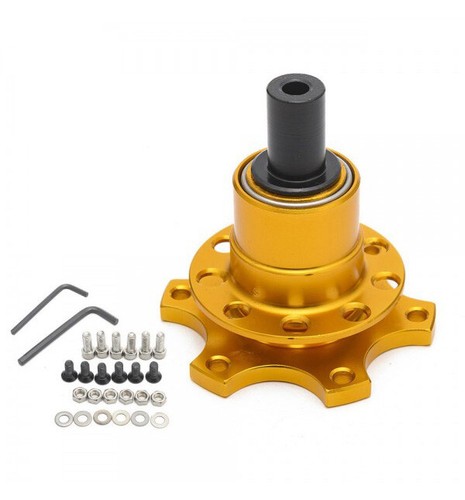 Pop Off Steering Hub Gold Deluxe 6 Hole Fixing Spline Splined Quick ...
