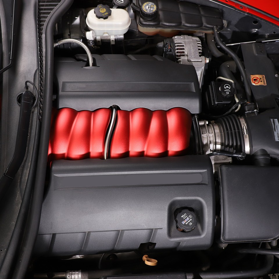 Red Aluminum LS3 Engine Intake/Plenum Cover Trim Cover Fits Corvette C6 ...