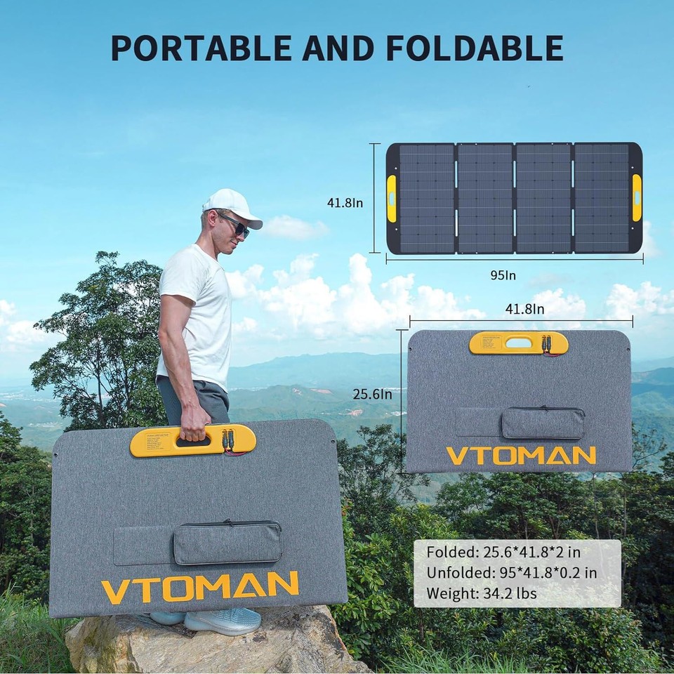 VTOMAN 110W/200W/400W Portable Solar Panel 23% Efficiency Foldable ...
