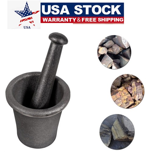 Cast Iron Mortar Pestle Rock Ore Crusher Assay Gold Mining Large Size ...