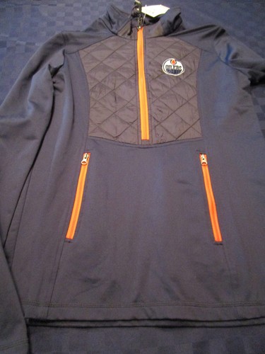 NEW NHL HOCKEY EDMONTON OILERS WOMENS SOFT SHELL PULLOVER JACKET NAVY ...