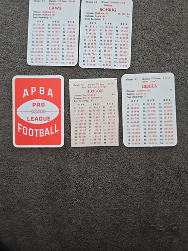 APBA Football Pro League Complete Set Of 30 Cards Green Bay Packers Of ...