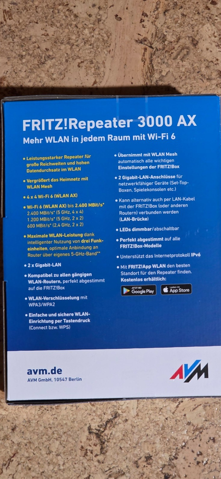 AVM FRITZ!Repeater 3000AX Triband Repeater WiFi6 Mesh Gigabit LAN Neu ...