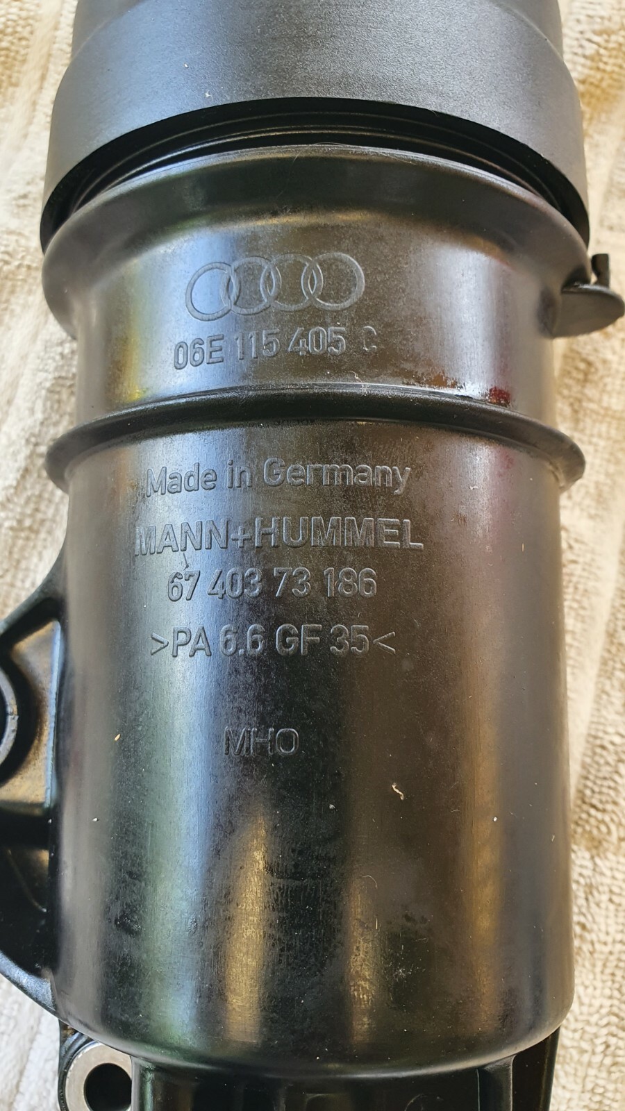 GENUINE AUDI OIL FILTER HOUSING ADAPTER PLUS SENSOR 06E 115 405 C | eBay