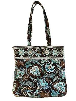 Vera Bradley Java Brown Blue and Teal Print Paisley Tote Bag Purse | eBay