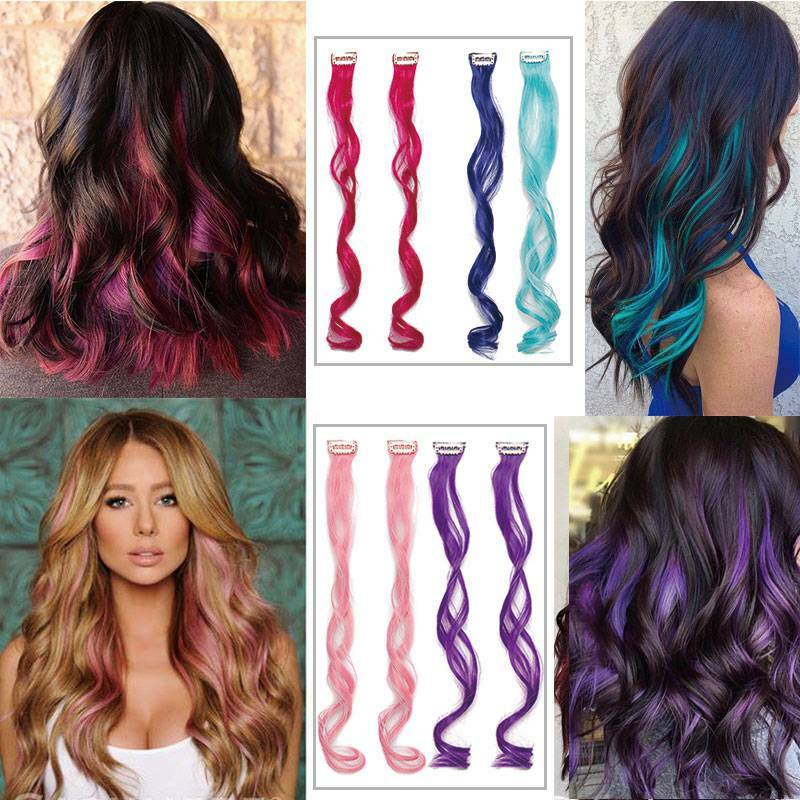 25+Colors Highlight For Human Hair Extension Clip in Piece Real Natural ...