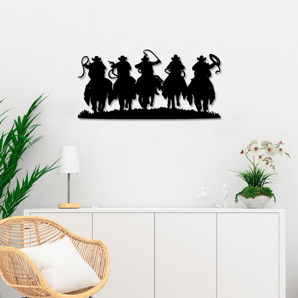 Western Cowboy Posse Metal Signs, Horse Riding Cowboys Signs Wall Art ...