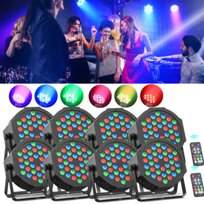 8X 36 LED Stage Lights RGB Par Can Flat DMX512 DJ Disco Bar Uplighter ...