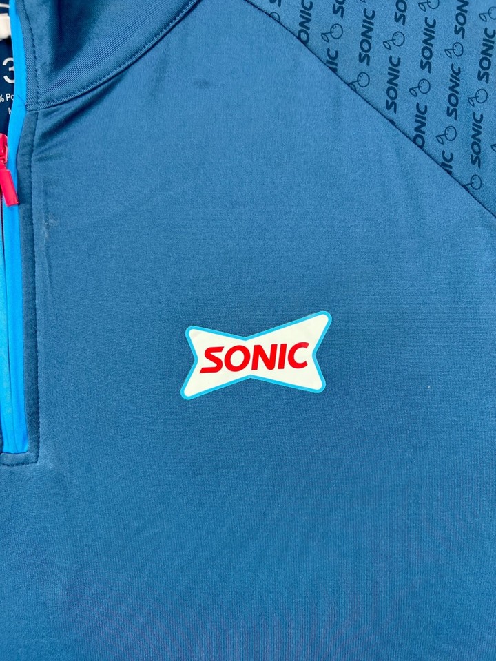 Sonic Jacket Mens 3XL Blue Logo Pullover Long Sleeve Pockets 1/4 Zip ...