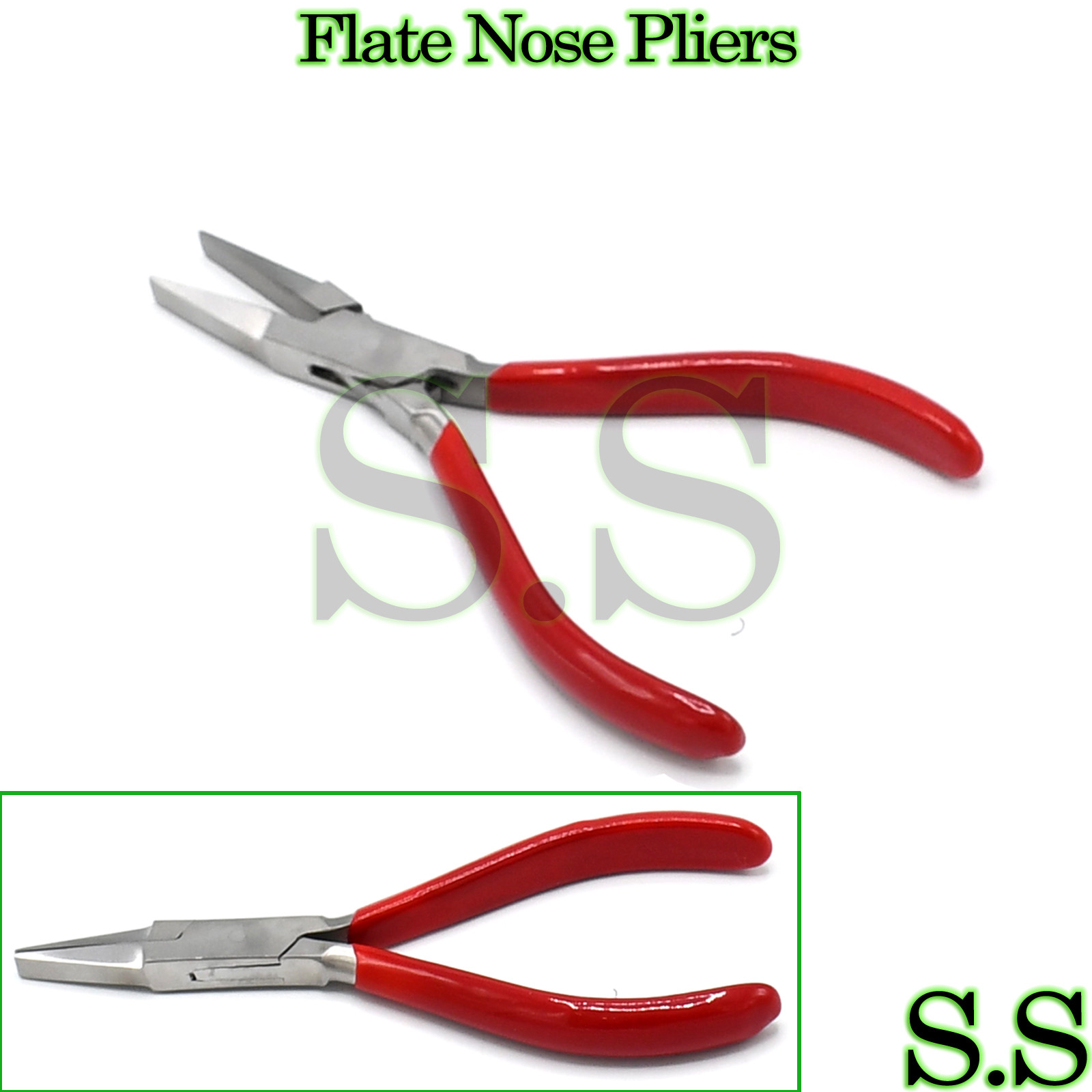 FLAT NOSE JAW PLIERS 4-1/2" WITH V-SPRING JEWELRY MAKING REPAIR TOOL JW ...