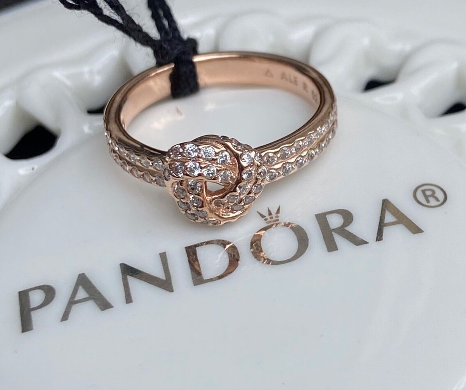 Authentic Pandora ROSE Sparkling Love Knot Ring #180997CZ | eBay