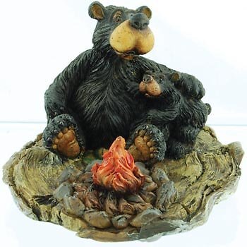 WD Willie Black Bear with Cub Sitting By Campfire Collectable Figure 4 ...