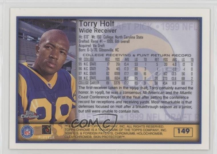 1999 Topps Chrome 1999 NFL Draft Pick Torry Holt #149 Rookie RC | eBay