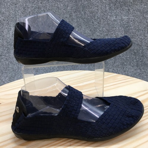 Bernie Mev Shoes Womens 41 Cuddly Mary Jane Flats Blue Hook & Loop ...