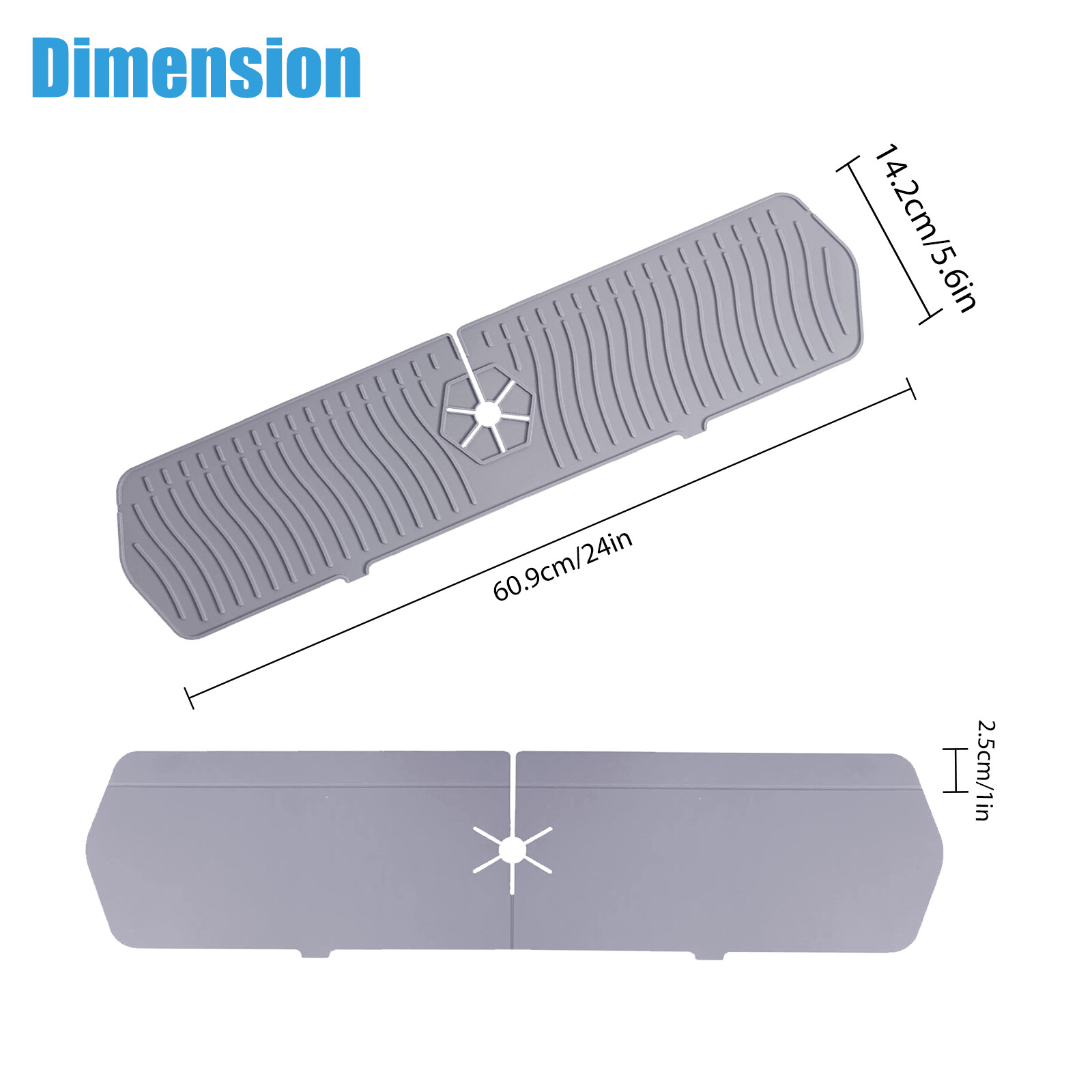 24in Faucet Sink Splash Water Guard Mat Silicone Kitchen Slip Drain Pad ...